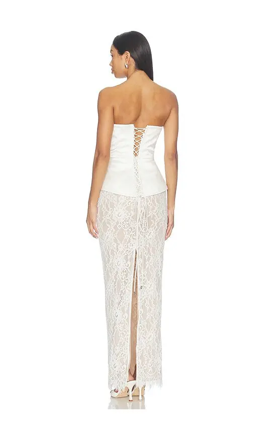 BRONX BANCO Strapless Satin And Lace Maxi Dress