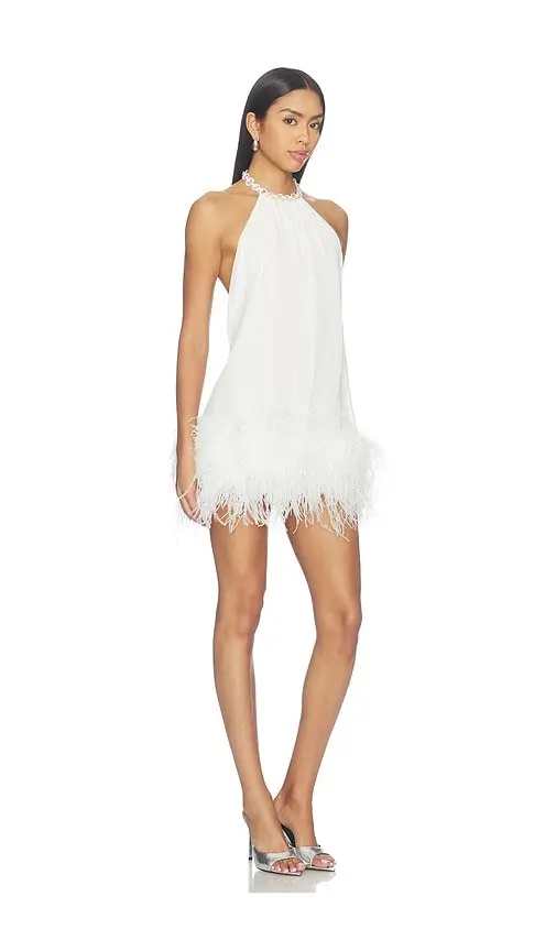 BRONX BANCO Halter Neck Mini Dress With Feather Trim