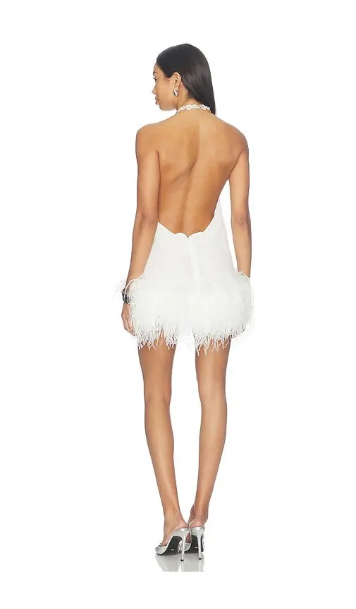 BRONX BANCO Halter Neck Mini Dress With Feather Trim