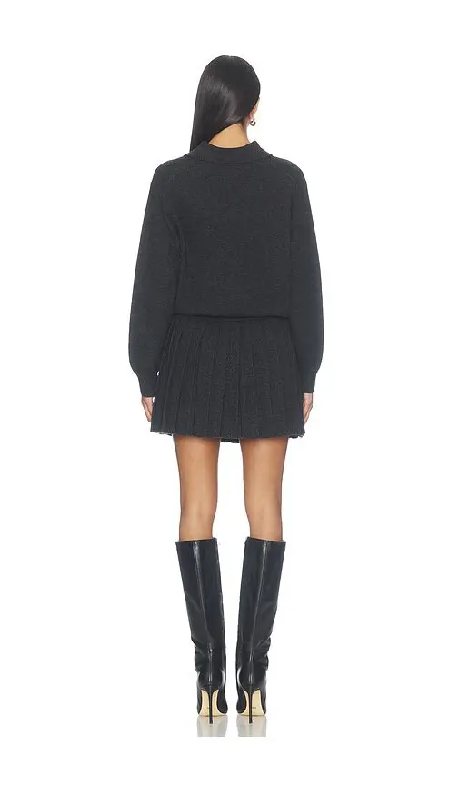 Alexander Wang Long Sleeve Polo Dress With Heat Pressed Skirt In Grey