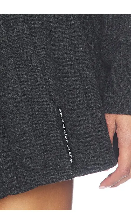 Alexander Wang Long Sleeve Polo Dress With Heat Pressed Skirt In Grey