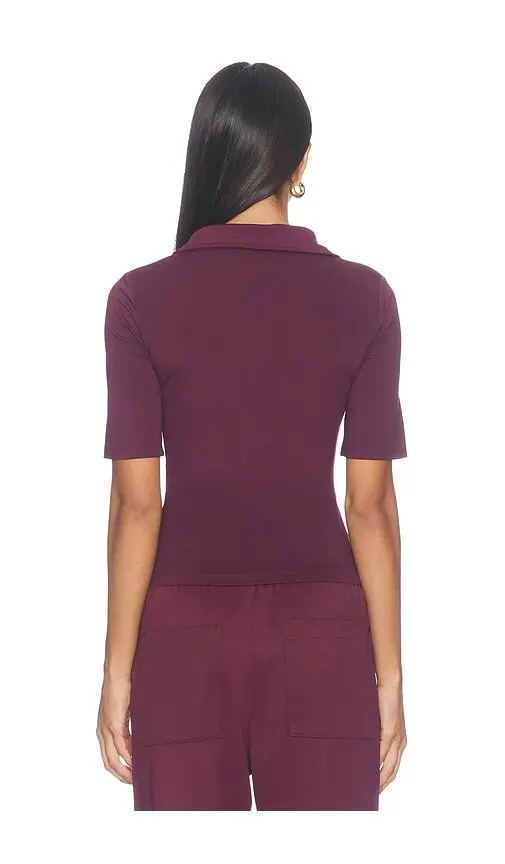Beyond Yoga Sport Active V-neck Polo Top In Burgundy