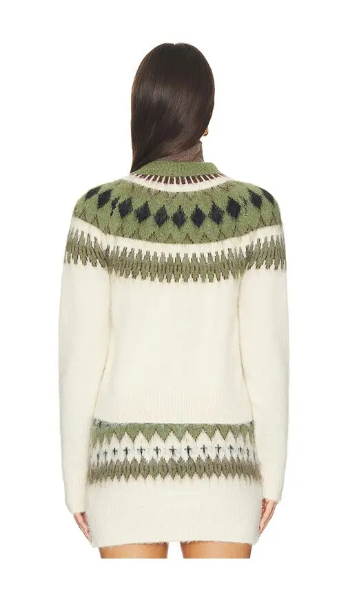 Susana Monaco Fair Isle Sweater Half Zip Sweater In Ivory