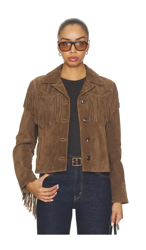 NILI LOTAN Eloi Suede Jacket In Brown