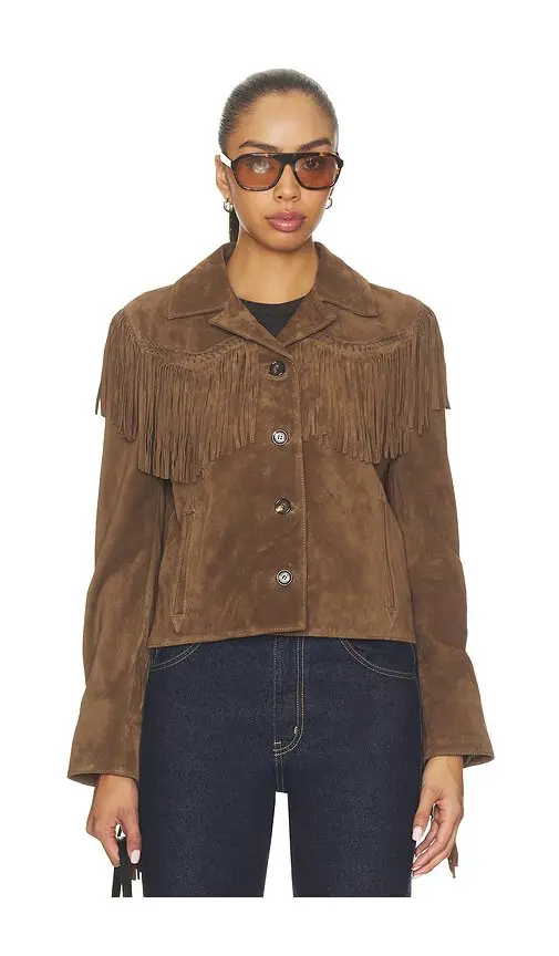 NILI LOTAN Eloi Suede Jacket In Brown
