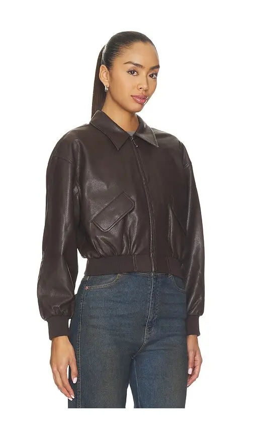Good American The Better Than Leather Cropped Jacket In Brown