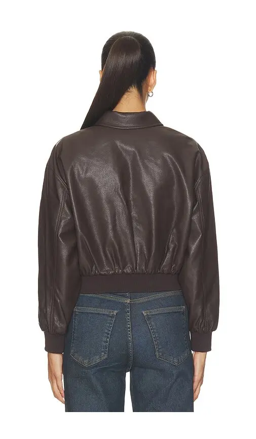 Good American The Better Than Leather Cropped Jacket In Brown
