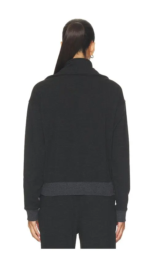 BOBI Double Zip Funnel Neck Pullover In Black