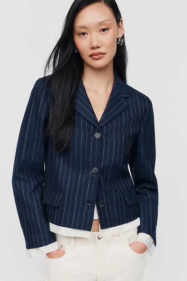 Rag & Bone Lawrence Wool Blend Cropped Blazer Jacket