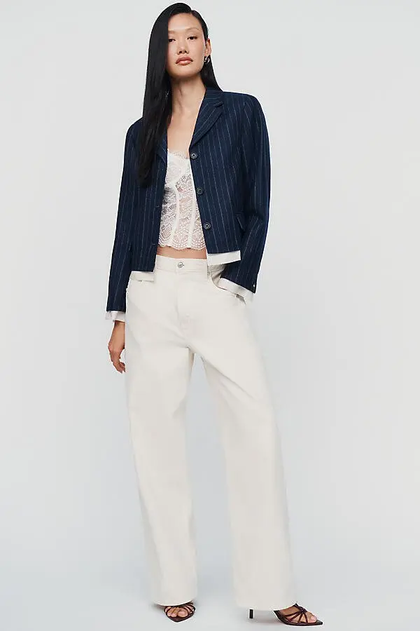 Rag & Bone Lawrence Wool Blend Cropped Blazer Jacket