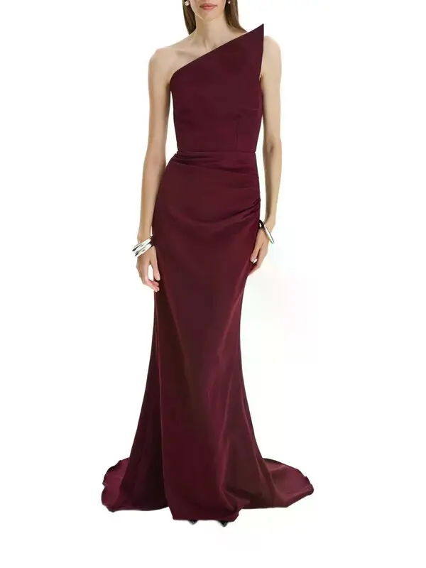MOOS STUDIO After Midnight One-shoulder Draped Maxi Gown