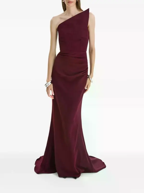 MOOS STUDIO After Midnight One-shoulder Draped Maxi Gown - Red
