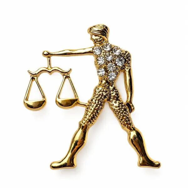 BY OZGE Sparkling Plated Zircon Libra Zodiac Statement Brooch