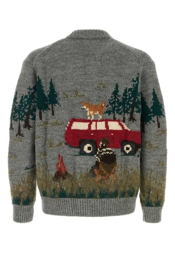 Junya Watanabe Embroidered Wool Blend Cardigan