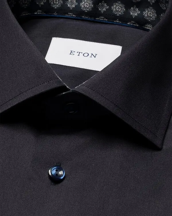 Eton Cotton Contemporary Geo Detail Solid Shirt - Navy