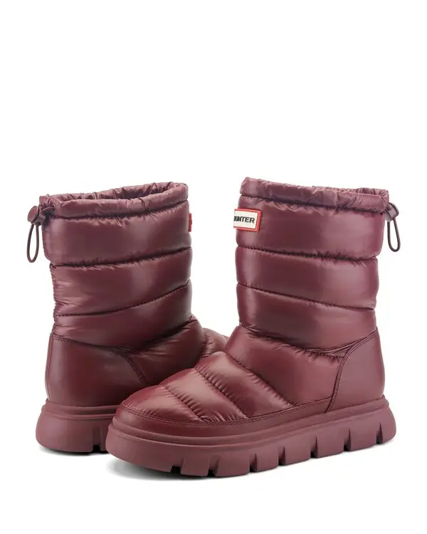 Hunter Maribel Lug Sole Insulated Waterproof Snow Booties - Medium Red