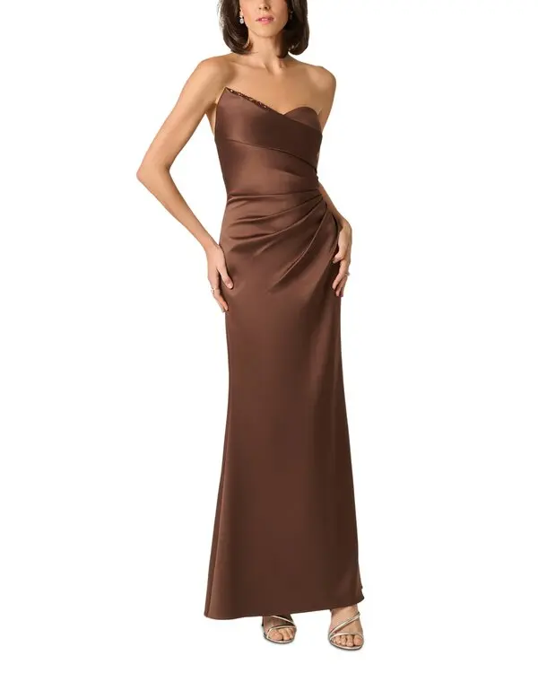 Aidan Mattox Duchess Satin Strapless Gown