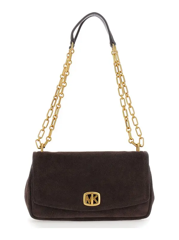 Michael Kors Mini Crossbody Handbag With Chain & Logo - Brown