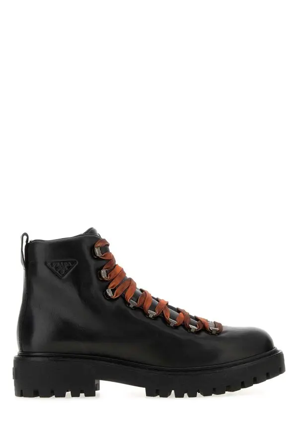 Prada Leather Brixxen Ankle Boots - Black