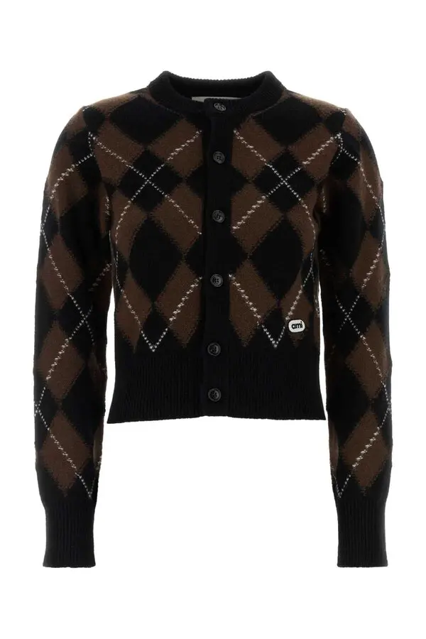 AMI Paris Embroidered Wool Cardigan - Multicolor