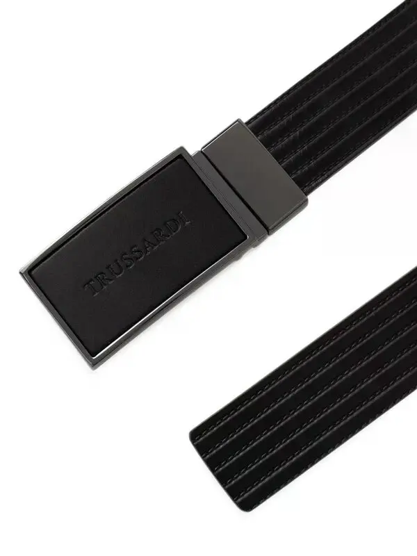 TRUSSARDI Logo-plaque Striped Belt