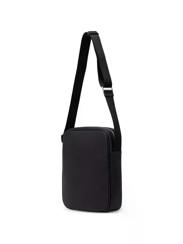 TRUSSARDI Medium Logo-print Pebbled Messenger Bag - Black