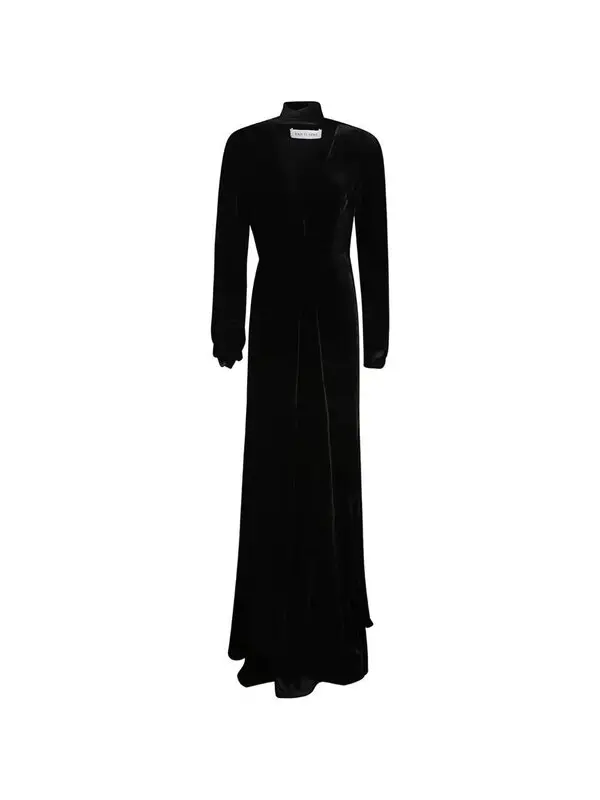Raquel Diniz Maxi Velvet V-neck Dress - Black
