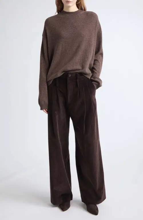 JAMIE HALLER Triple Pleat Wide Leg Corduroy Trousers - Cacao