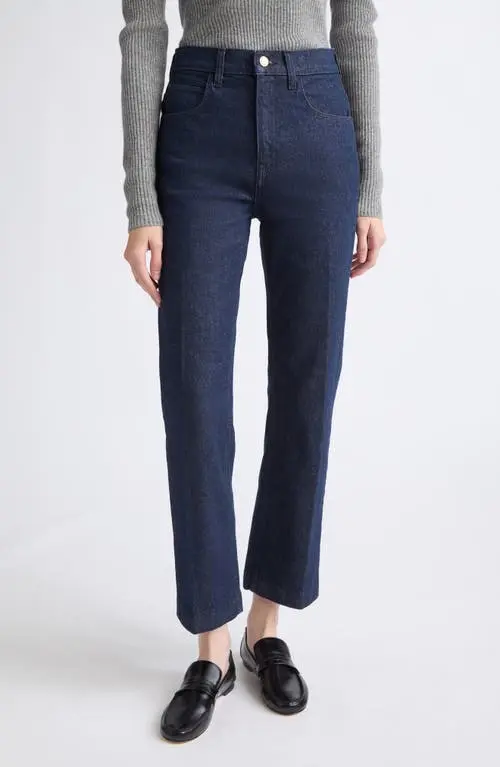 JAMIE HALLER The Blind Crease High Waist Crop Straight Leg Jeans - Dark Raw