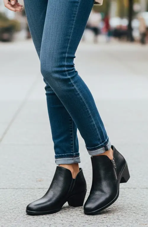 EASY WORKS BY EASY STREET Arbor Faux Leather Ankle Bootie - Black Matte