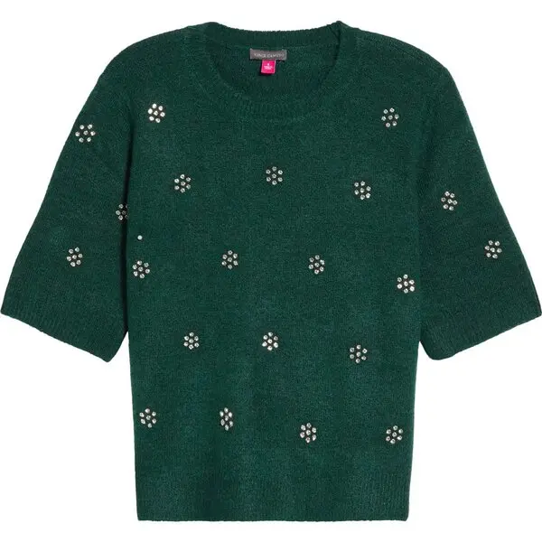 Vince Camuto Rhinestone Short Sleeve Sweater - Wise
