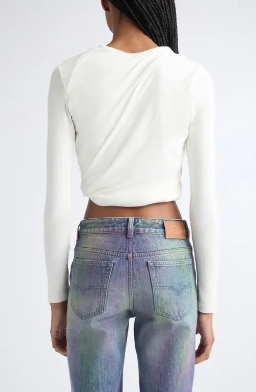 DIESEL® Rucked-up Crop Long Sleeve Rib T-shirt