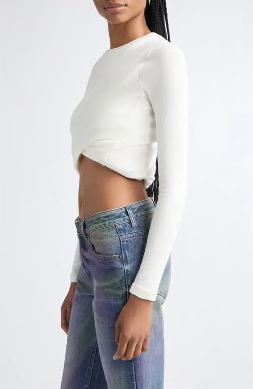 DIESEL® Rucked-up Crop Long Sleeve Rib T-shirt