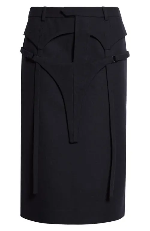 JEAN PAUL GAULTIER The Suspender Tailored Wool Pencil Skirt