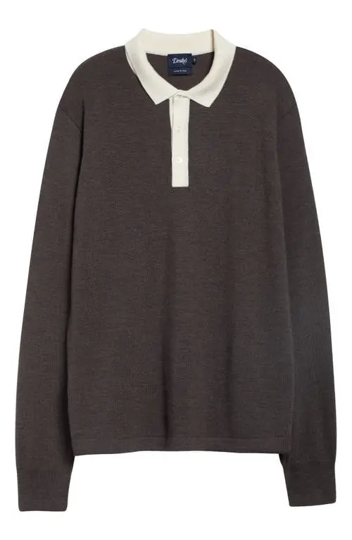 DRAKE'S Merino Wool Knit Rugby Shirt