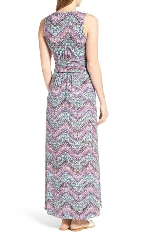Loveappella Shirred Waist Jersey Maxi Dress