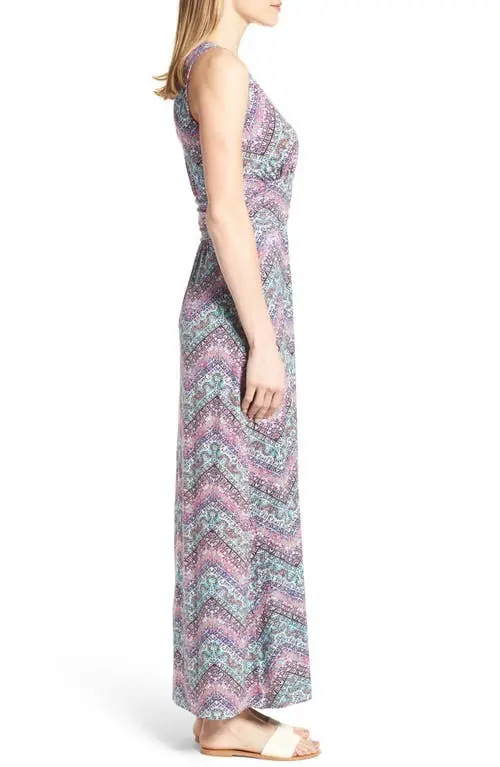 Loveappella Shirred Waist Jersey Maxi Dress