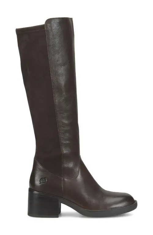 BØRN Violette Knee High Leather Boot - Chocolate Suede