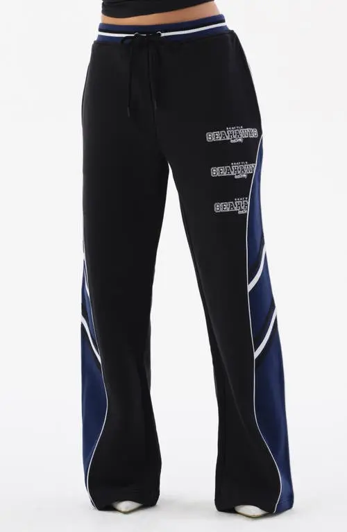 OFF SEASON Colorblocked Fleece Straight Leg Pants - Black/seahawks