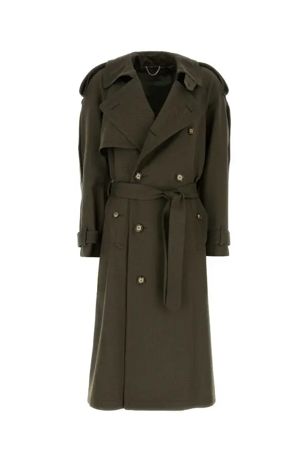 Victoria Beckham Olive Wool Trench Coat