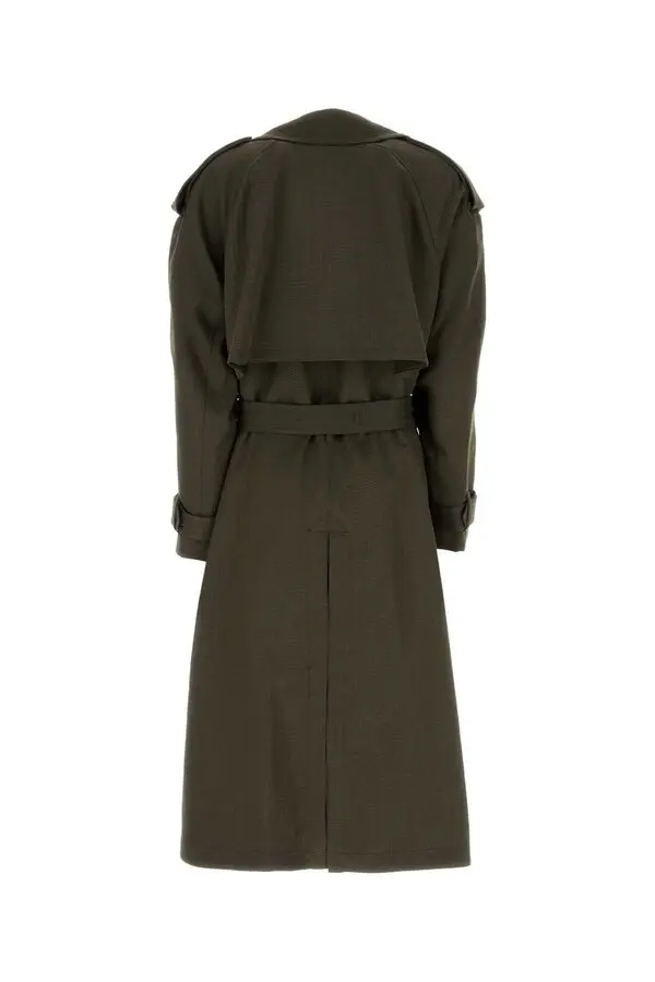 Victoria Beckham Olive Wool Trench Coat