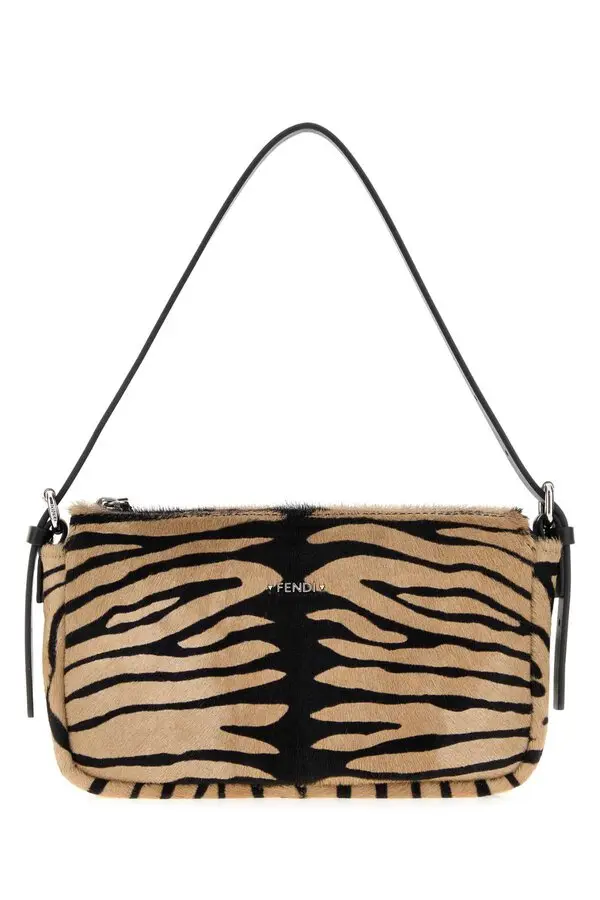 Fendi Printed Calf Hair Zip Top Shoulder Bag - Multicolor