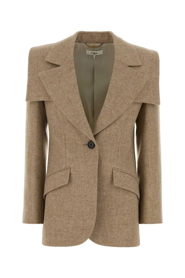 Chloé Beige Stretch Wool Blazer - Brown