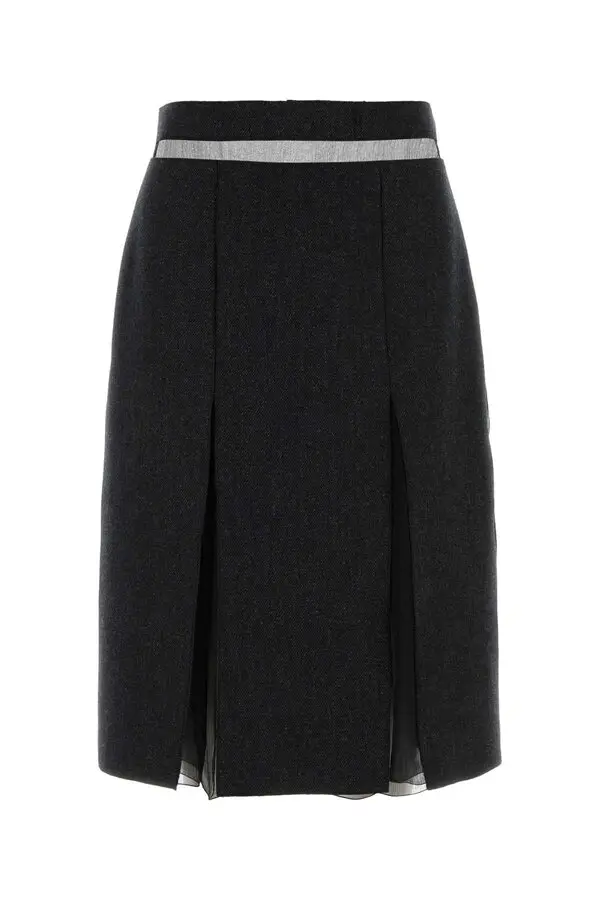 Prada Slate Wool Skirt - Black