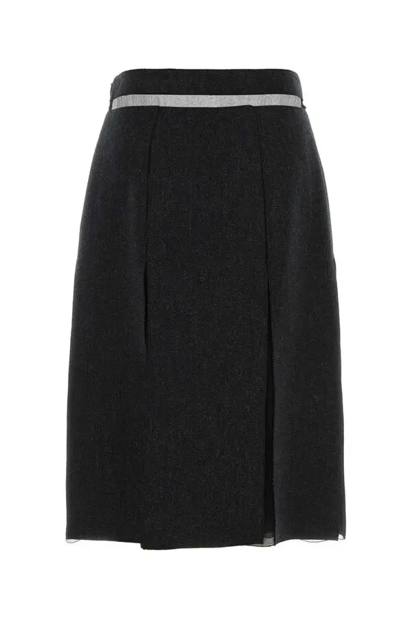 Prada Slate Wool Skirt - Black