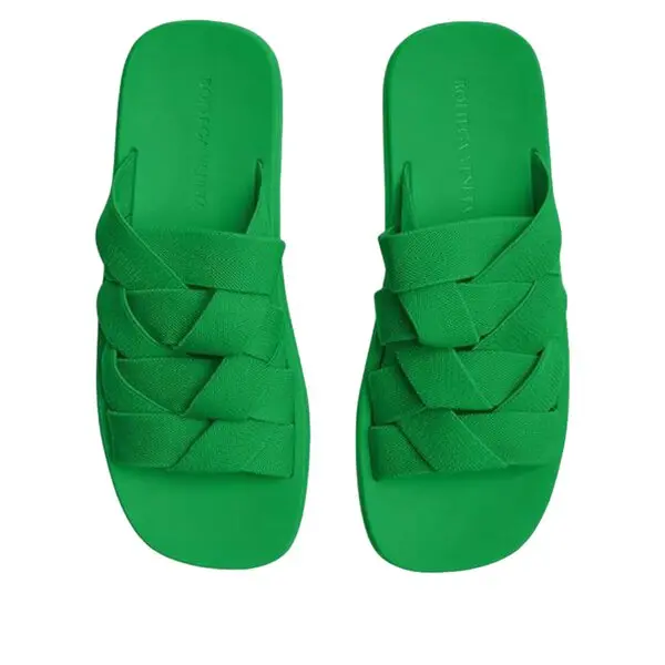 Bottega Veneta Intrecciato Elastic Slides - Green