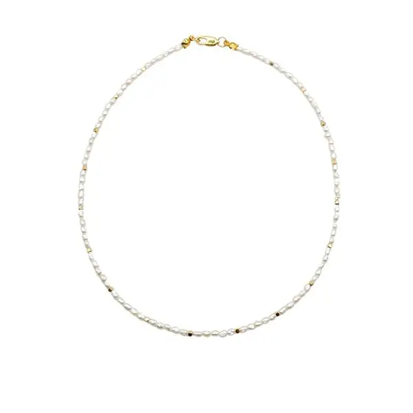 THE BULUMS The Mercer Signature Dainty Freshwater Pearl Necklace With Gold Accents - White/gold