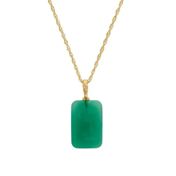 CLAIRE HILL DESIGNS F*** This S*** Chalcedony Gold Necklace - Green