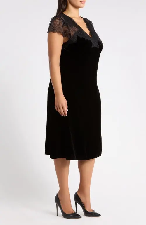 Chelsea28 Lace And Velvet Midi Dress