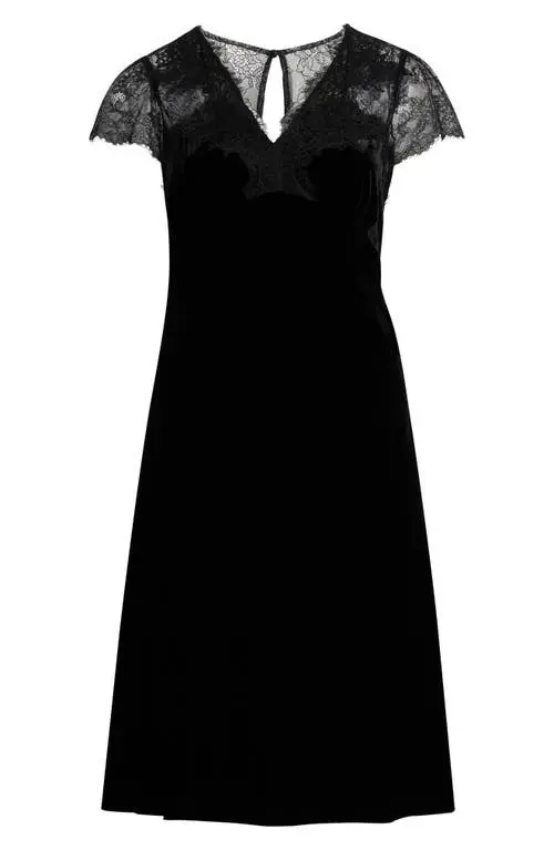Chelsea28 Lace And Velvet Midi Dress